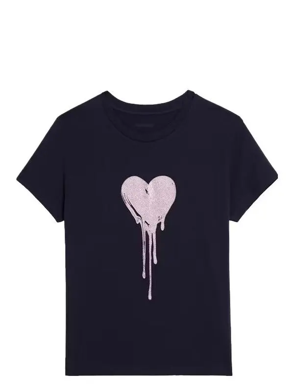 Zadig&Voltaire Blue Voltaire Walk Heart Embellished T-shirt - Ink