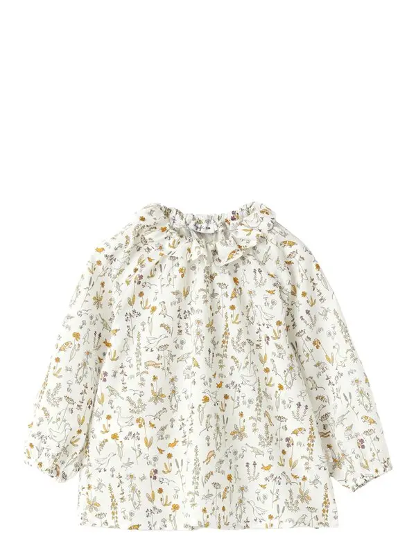 IL GUFO All-over Printed Blouse With Ruffled Collar - White
