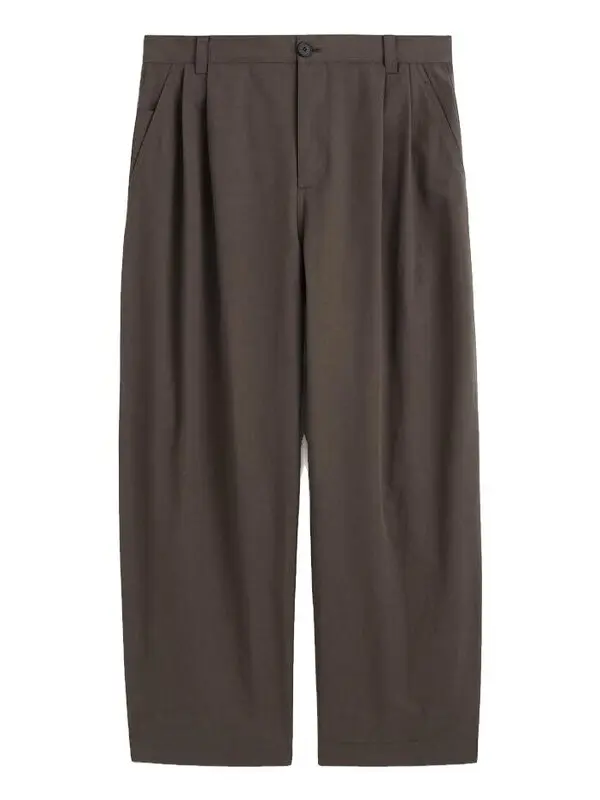 Cos Cotton Relaxed-fit Barrel-leg Utility Pants - Brown