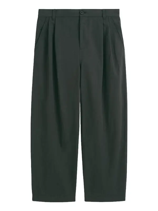 Cos Cotton Relaxed-fit Barrel-leg Utility Pants - Green