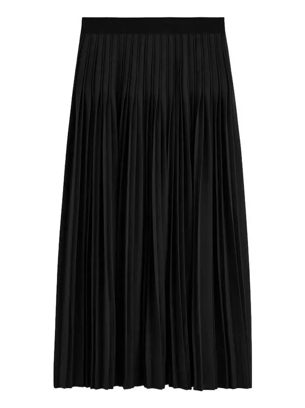 Cos Pleated Crepe Midi Skirt - Black