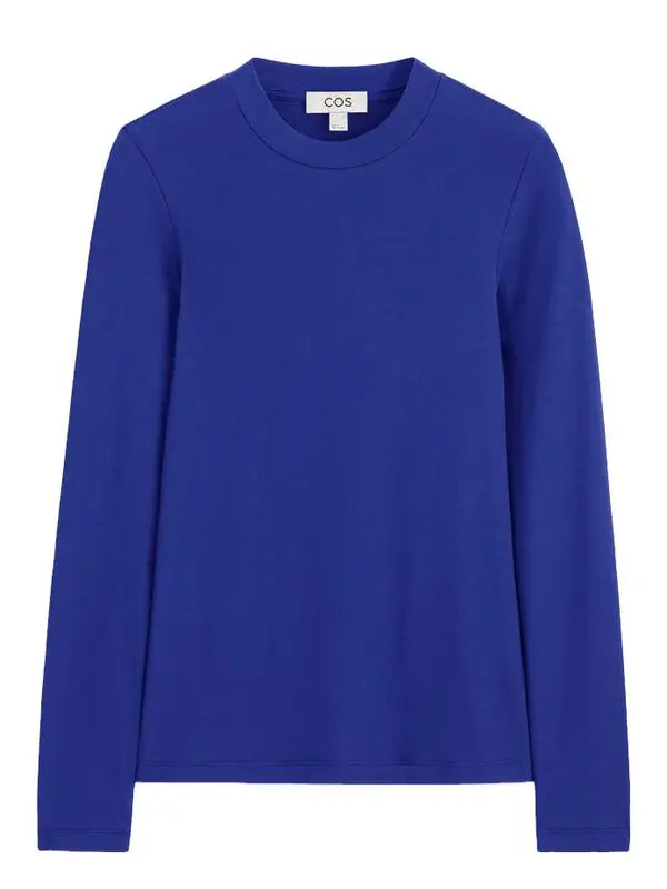 Cos Crepe-jersey Long-sleeved T-shirt - Blue
