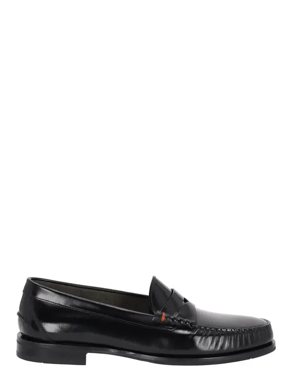 Santoni Penny Almond Toe Loafers - Black