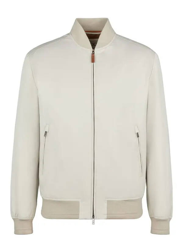 TOD'S Brera Bomber Jacket In Soft Touch Microfiber - White
