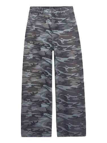 Balenciaga Wide Leg Camouflage Jeans - Grey