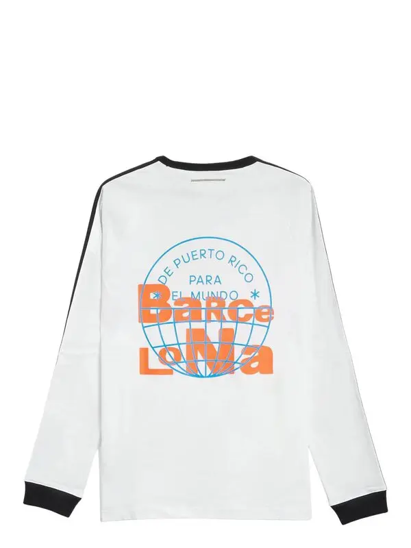 Adidas X Bad Bunny Dtmf Tour Merch Barcelona Long-sleeved Relaxed T-shirt - White