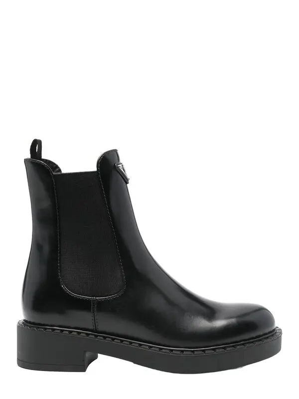 Prada Brushed Leather Chelsea Boots - Black