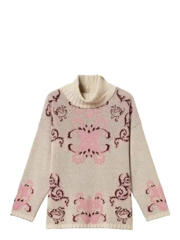 TWINSET Embroidered Turtleneck Pullover - Gray