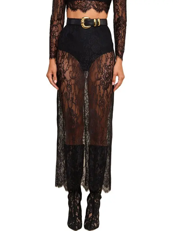 L'Agence Raymonde Lace Maxi Skirt - Black