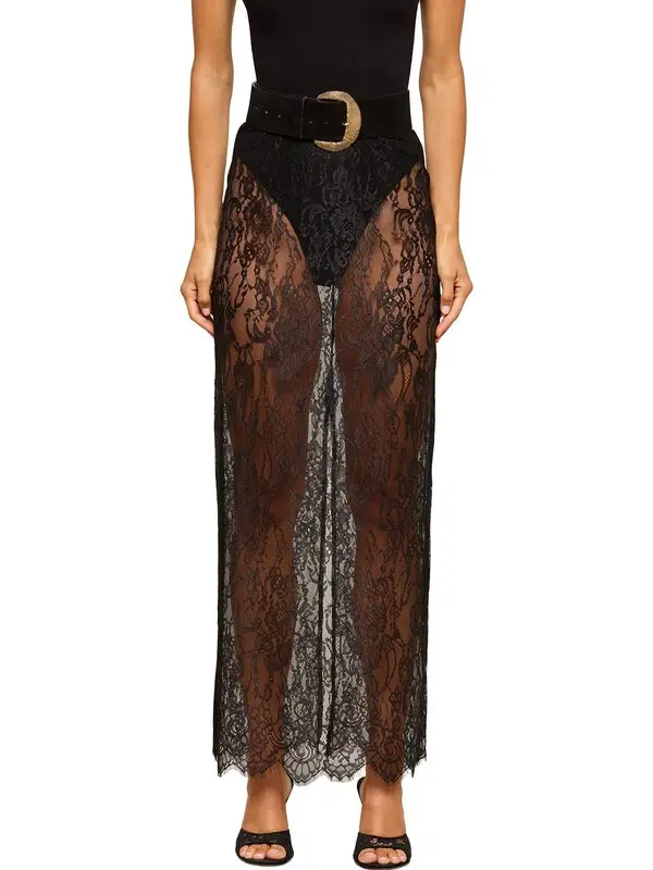 L'Agence Raymonde Lace Maxi Skirt - Black