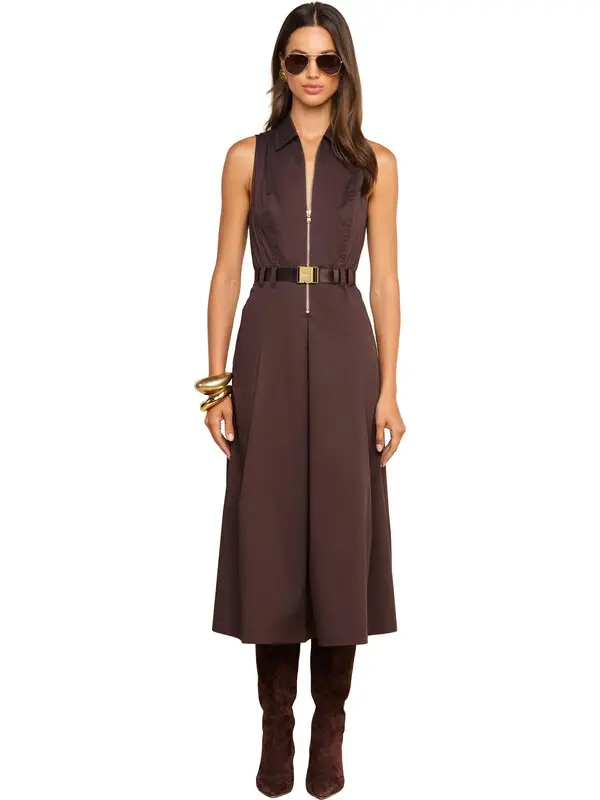 L'Agence Kolton Midi Dress With Belt - Dark Java