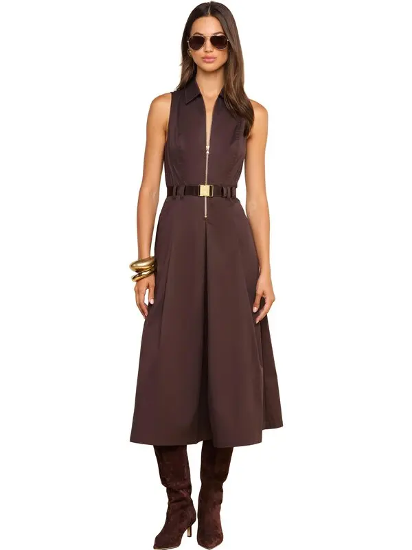 L'Agence Kolton Midi Dress With Belt - Dark Java