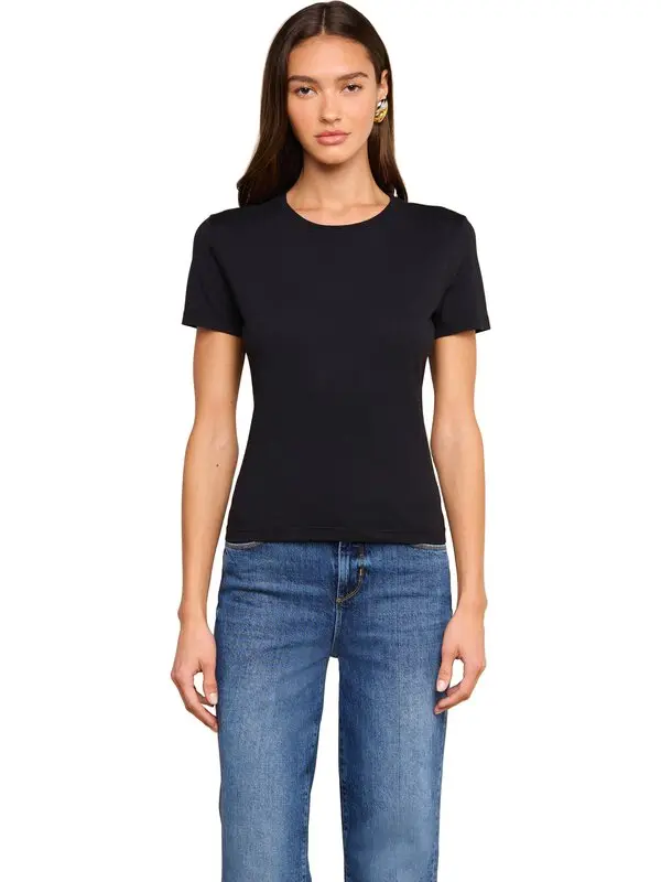 L'Agence Aileen Cotton Crewneck T-shirt - Black