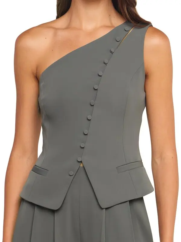 L'Agence Zinnia One-shoulder Top - Ash Olive
