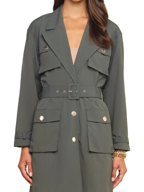 L'Agence Axel Windbreaker Trench - Ash Olive
