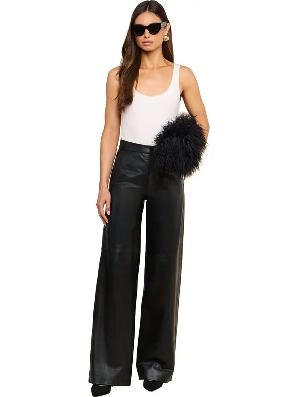 L'Agence Adelina Faux Fur Clutch - Black