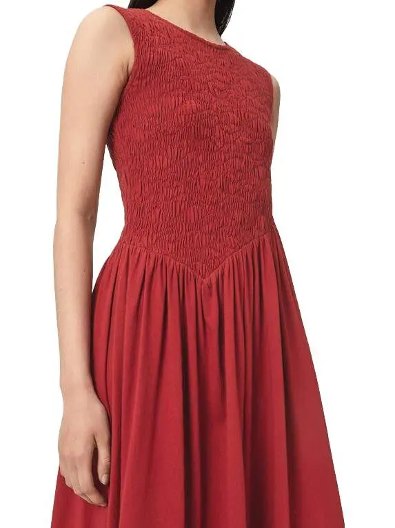 ALLSAINTS Luna Crinkle Maxi Dress - Red