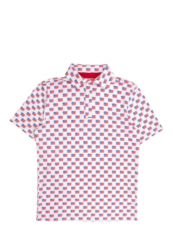 RUGGEDBUTTS Knit Short Sleeve Performance Polo - Freedom Flags