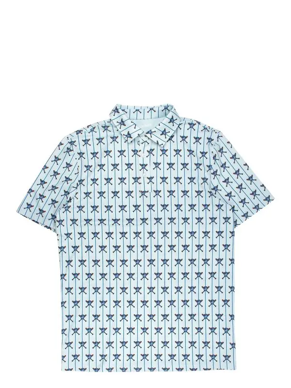 RUGGEDBUTTS Knit Short Sleeve Performance Polo - Tiny Blue Batter Up