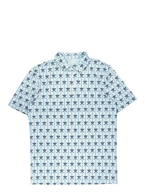 RUGGEDBUTTS Knit Short Sleeve Performance Polo - Tiny Blue Batter Up