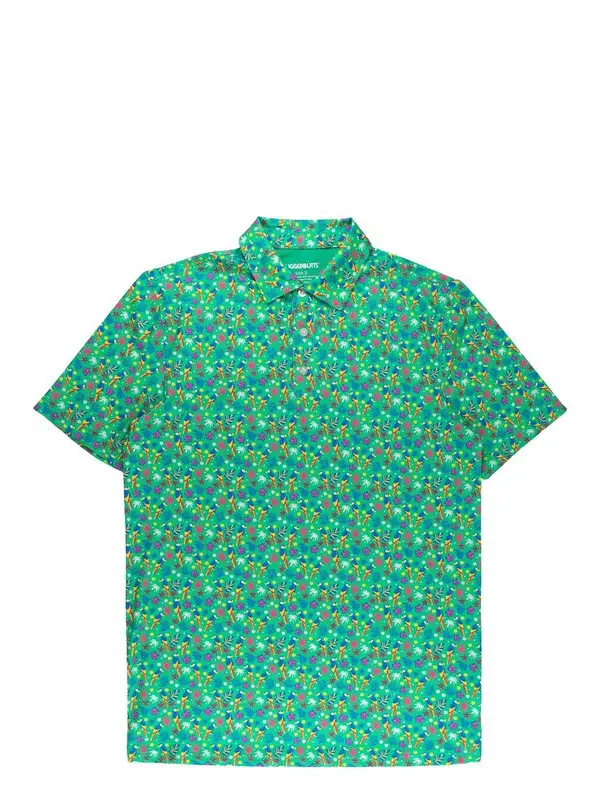 RUGGEDBUTTS Knit Short Sleeve Performance Polo - Tiny Parrot Palms