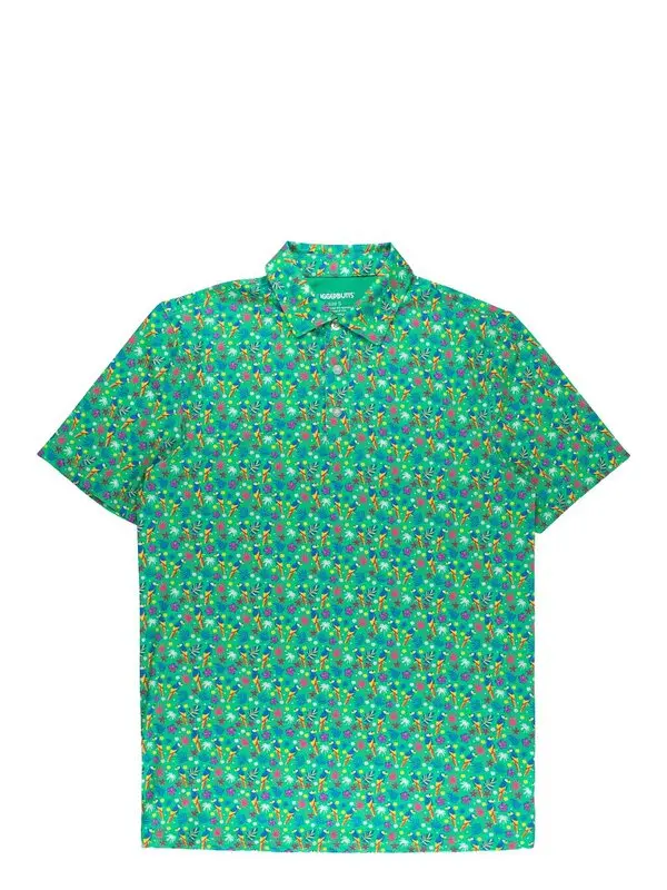 RUGGEDBUTTS Knit Short Sleeve Performance Polo - Tiny Parrot Palms