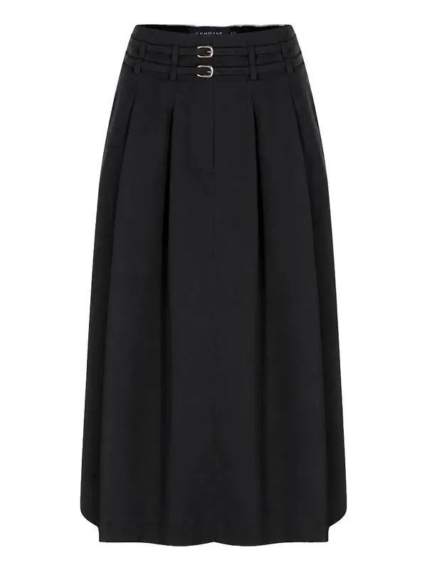 EXQUISE Evelynn Midi Skirt - Black