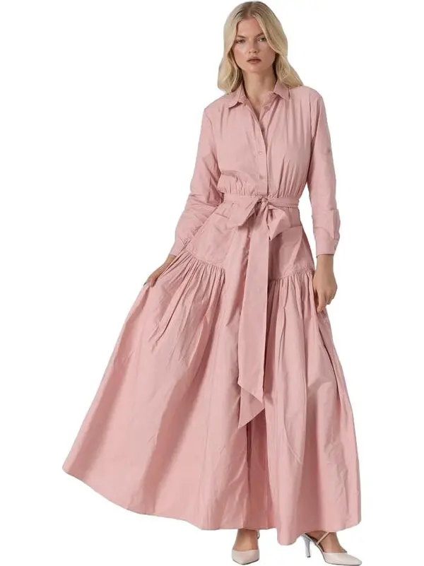 LE FAFO Bella Belted Dress - Pink