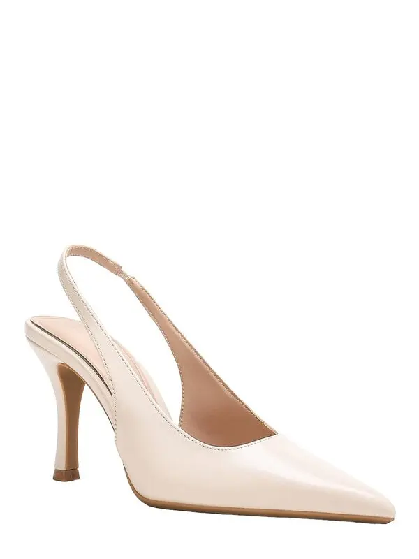KNEETOES Quinn Heels Pointed Toe Slingback Stiletto - Beige