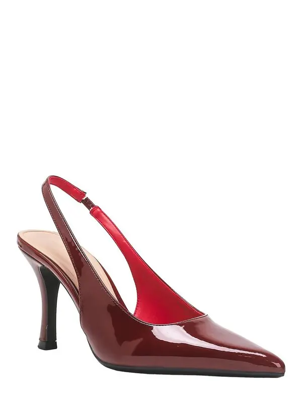 KNEETOES Quinn Heels Pointed Toe Slingback Stiletto - Maroon
