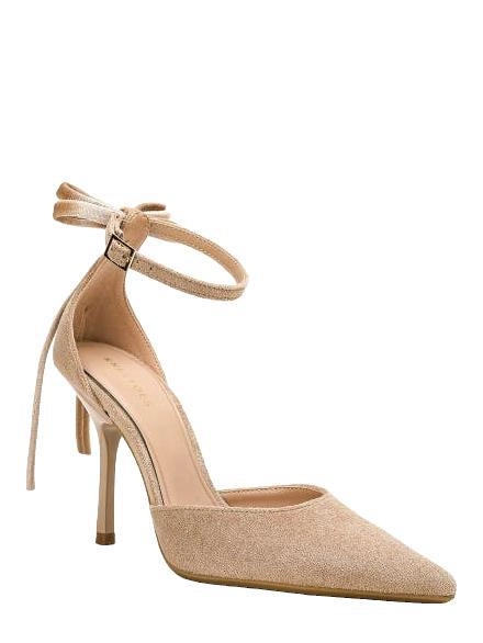 KNEETOES Soleia Heels With Ankle Tie And Stiletto Heel - Beige