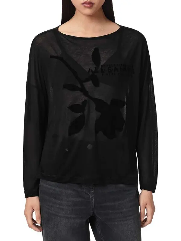 ALLSAINTS Athea Rita Tencel™ Modal Graphic Tee - Black