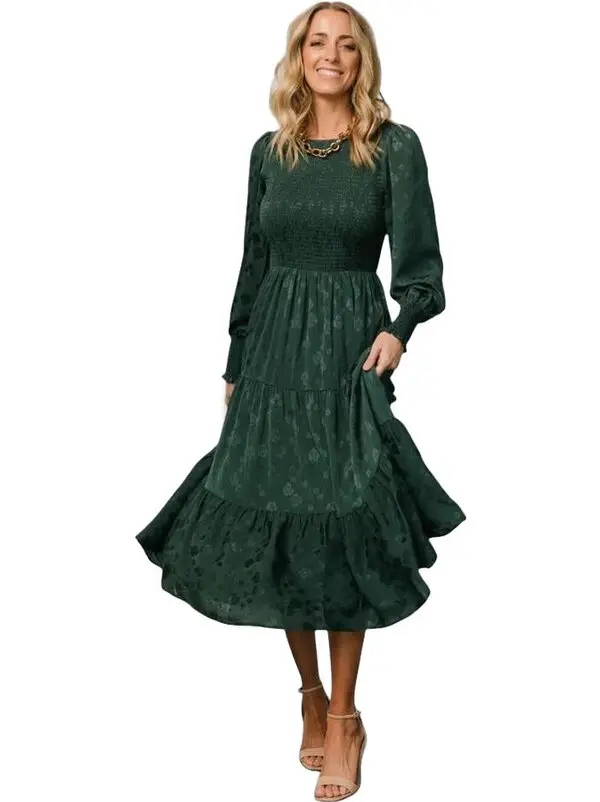 BALTIC BØRN Stockholm Smocked Dress - Dark Green