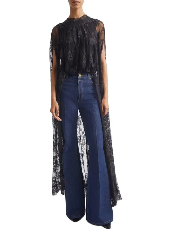 Zimmermann Valiant Lace Cape Top - Black