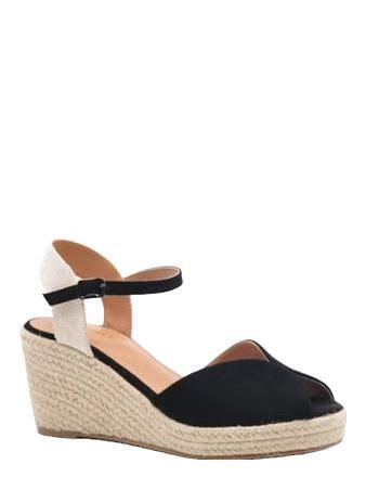 KNEETOES Mariselle Suede Wedge Espadrille Sandals - Black