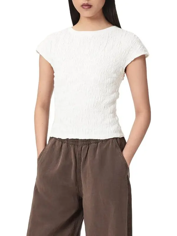 ALLSAINTS Luna Crinkled Cotton Tee - White