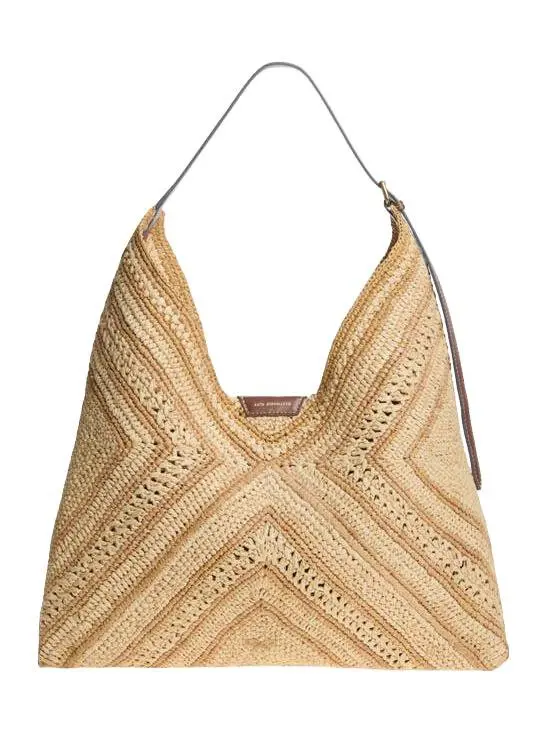 ANYA HINDMARCH Raffia Bow Shoulder Bag - Natural