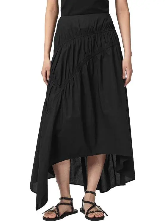 ALLSAINTS Nuria Ruched High-low Midi Skirt - Black