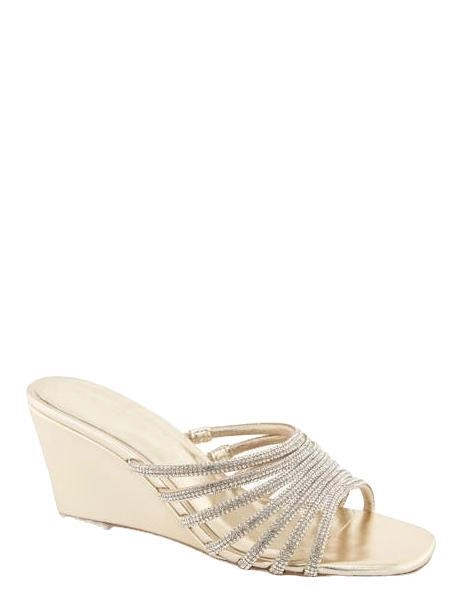 Christian Siriano Lenix Rhinestone Wedge Slide Sandal - Platino