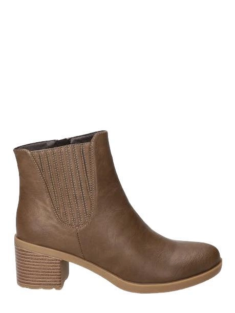 EASY WORKS BY EASY STREET Tulsa Faux Leather Block Heel Ankle Bootie - Taupe