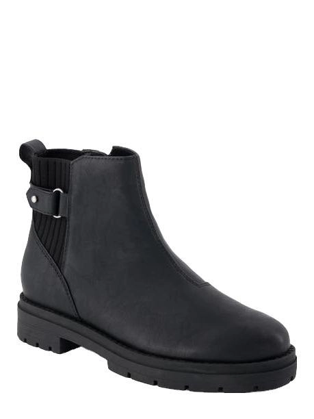 Toms Leather Chelsea Bootie With Lug Sole - Black