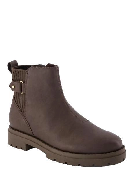 Toms Leather Chelsea Bootie With Lug Sole - Dark Brown