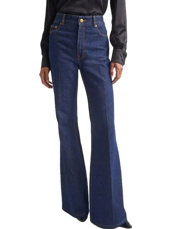 Zimmermann High Waist Slim Stretch Denim Flare Jeans - Harbour Blue