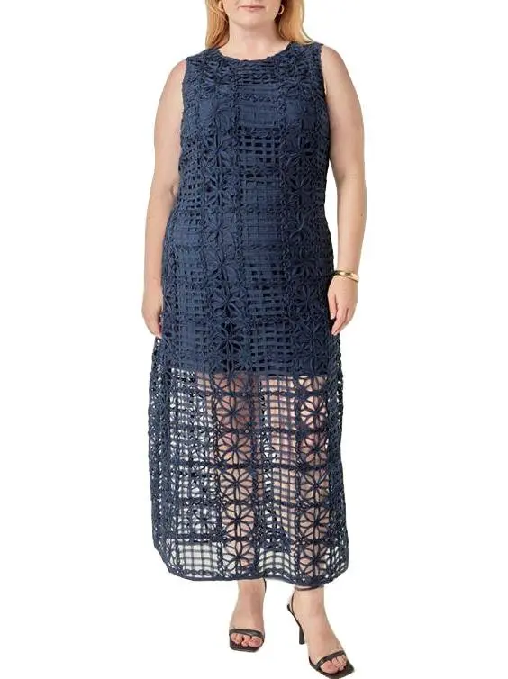 Endless Rose Textured Sleeveless Maxi Dress - Navy