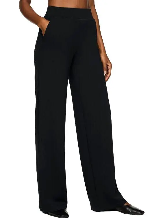 Spanx Pintuck High Waist Wide Leg Pants - Very Black