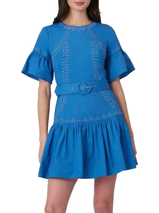 Shoshanna Lasercut Cotton Tessa Dress - Marina