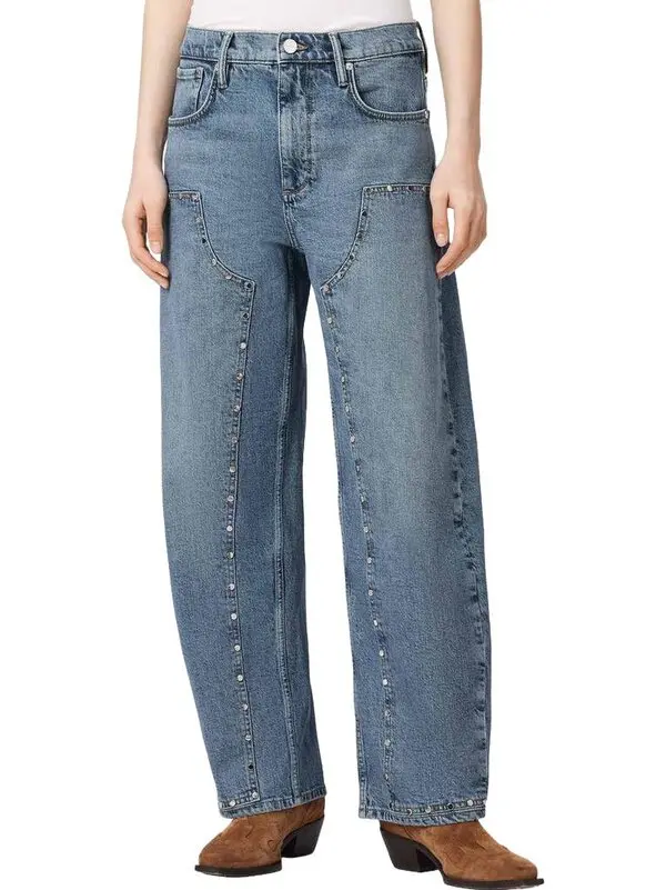 ALLSAINTS Sadie Studded Wide Leg Jeans - Light Indigo