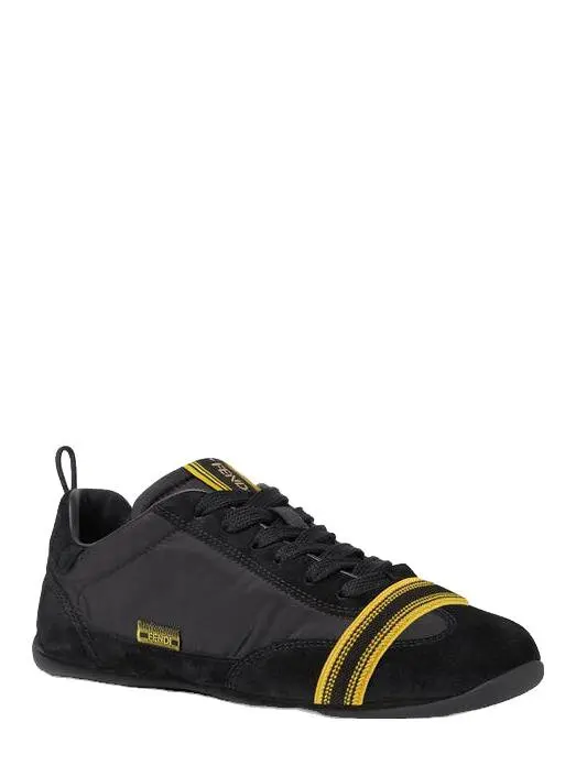 Fendi Technical Fabric And Suede Wrap Sneakers - Nero Nero Nero