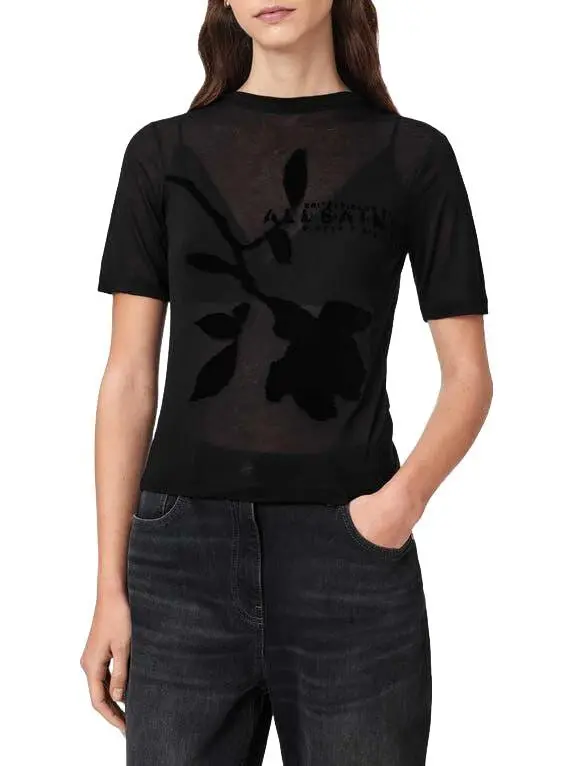 ALLSAINTS Athea Sheer Graphic Tee - Black