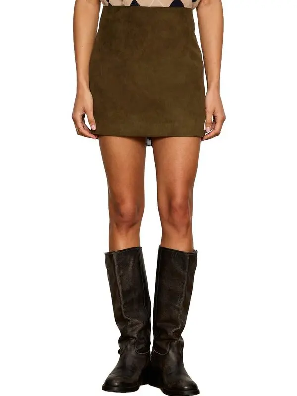 Sanctuary All In Faux Suede Miniskirt - Light Green